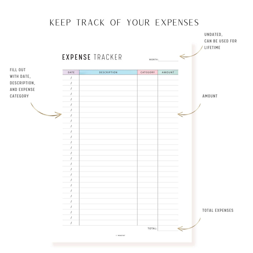 Expense Tracker Sheet - M445 – mrsneat