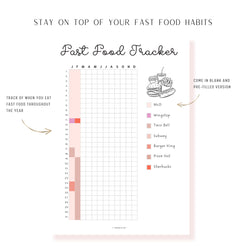Fast Food Tracker Template Printable PDF - M503 – mrsneat