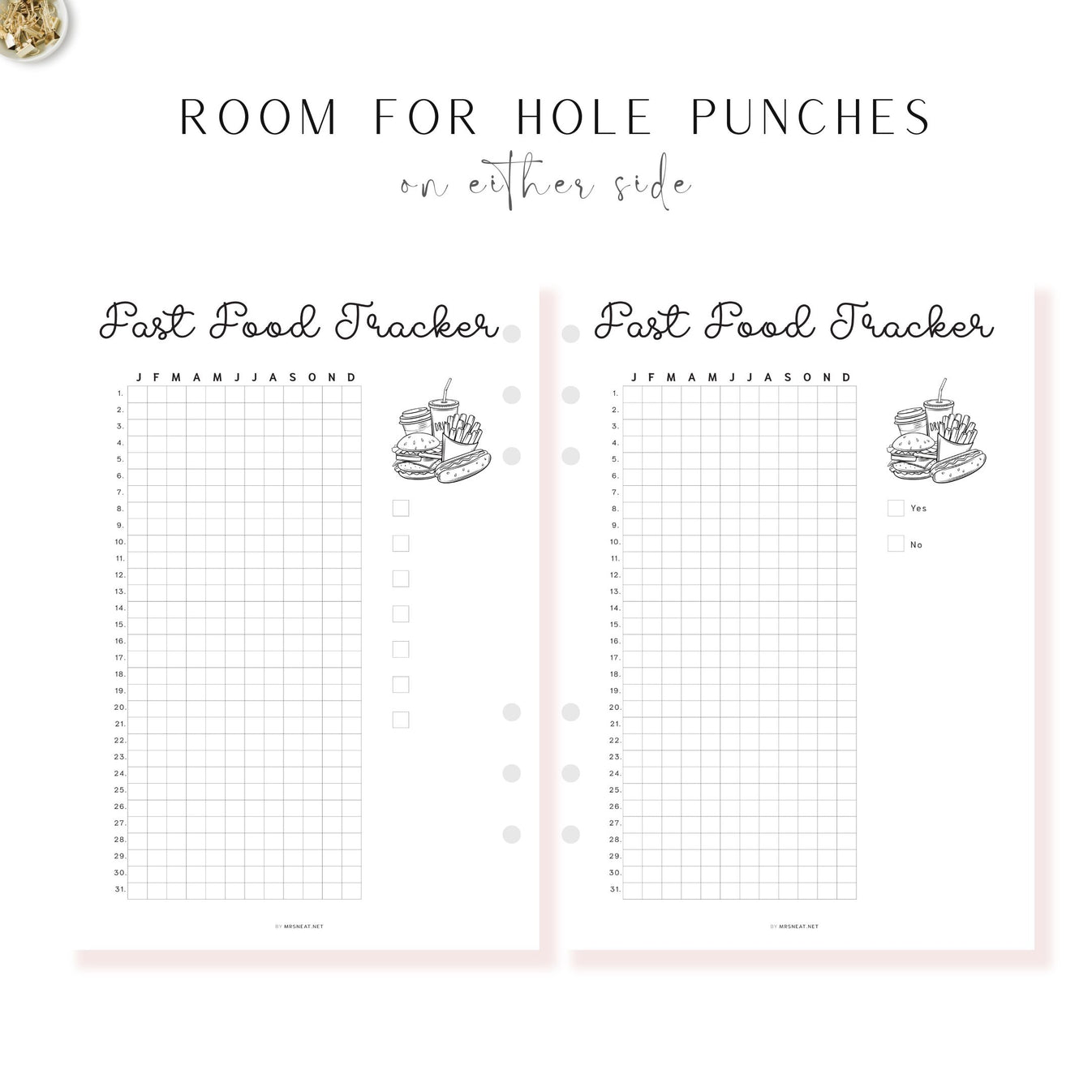 Fast Food Tracker Template Printable PDF - M503 – mrsneat