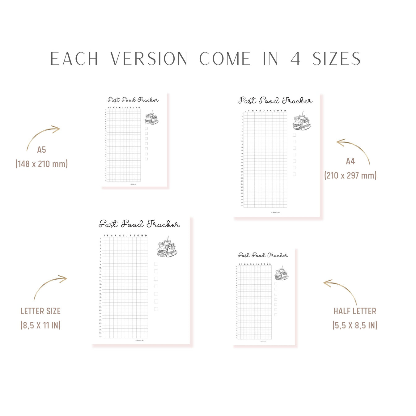 Fast Food Tracker Template Printable PDF - M503 – mrsneat
