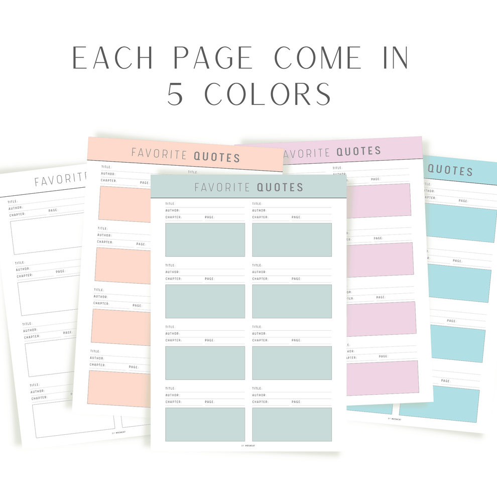 Favorite Books & Quotes Template Printable – mrsneat