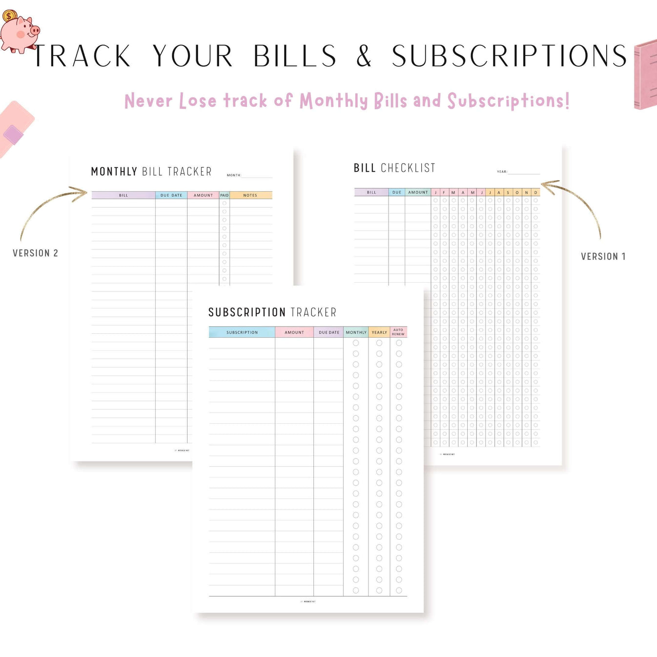 Financial Planner Bundle PRINTABLE - M436 – mrsneat