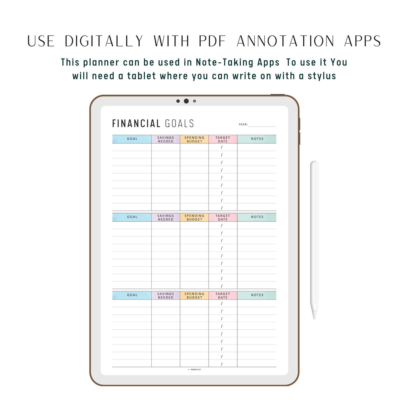 Financial Goals Printable - M443 – mrsneat