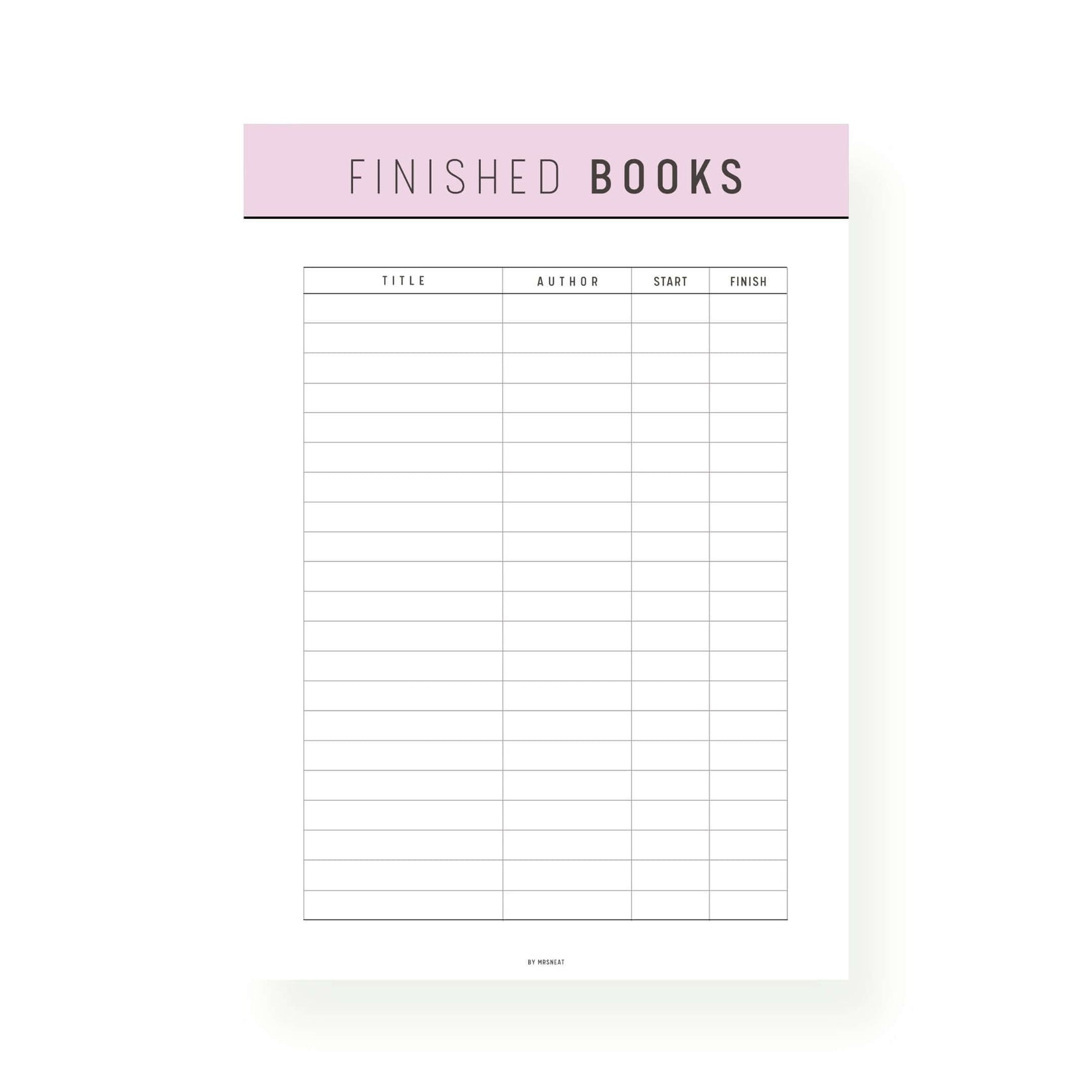 Book Complete List Printable - M229 – mrsneat