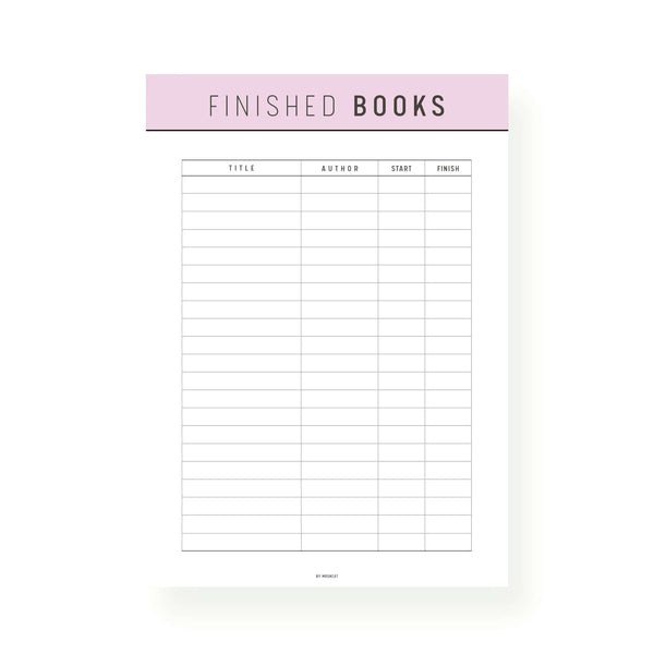 Book Complete List Printable - M229 – mrsneat