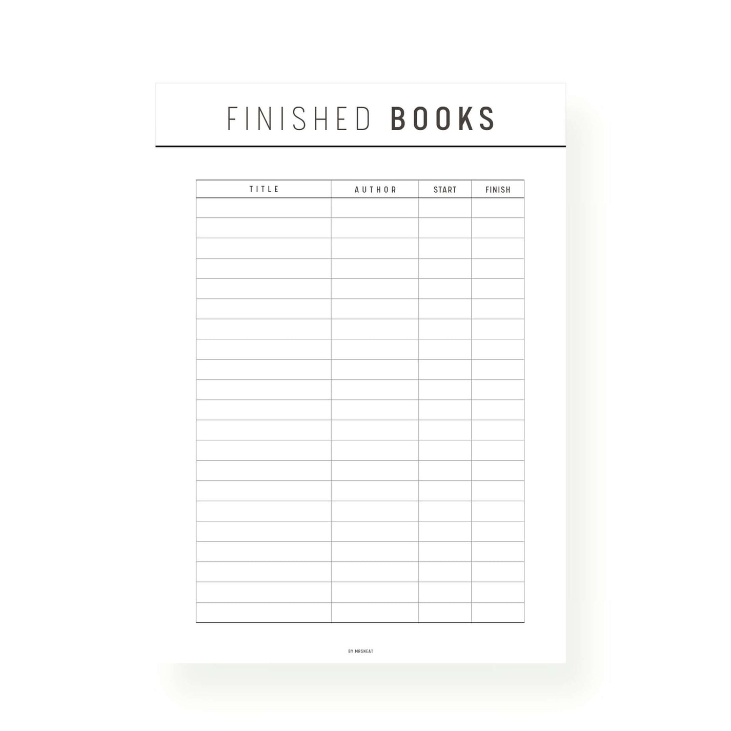 Book Complete List Printable – mrsneat