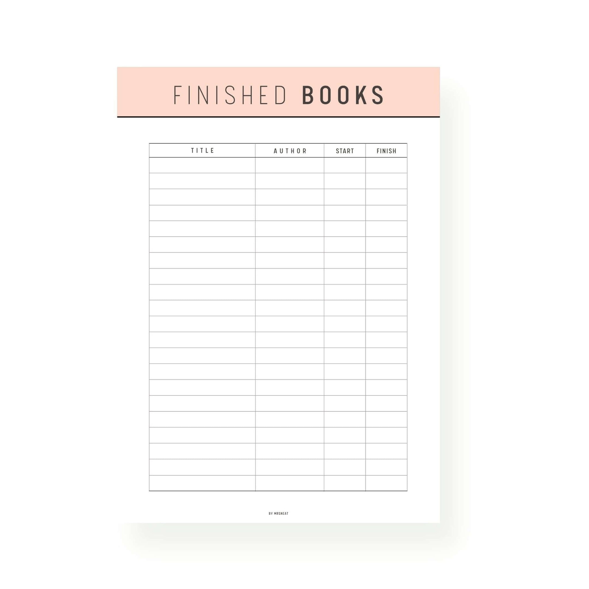 Book Complete List Printable – mrsneat