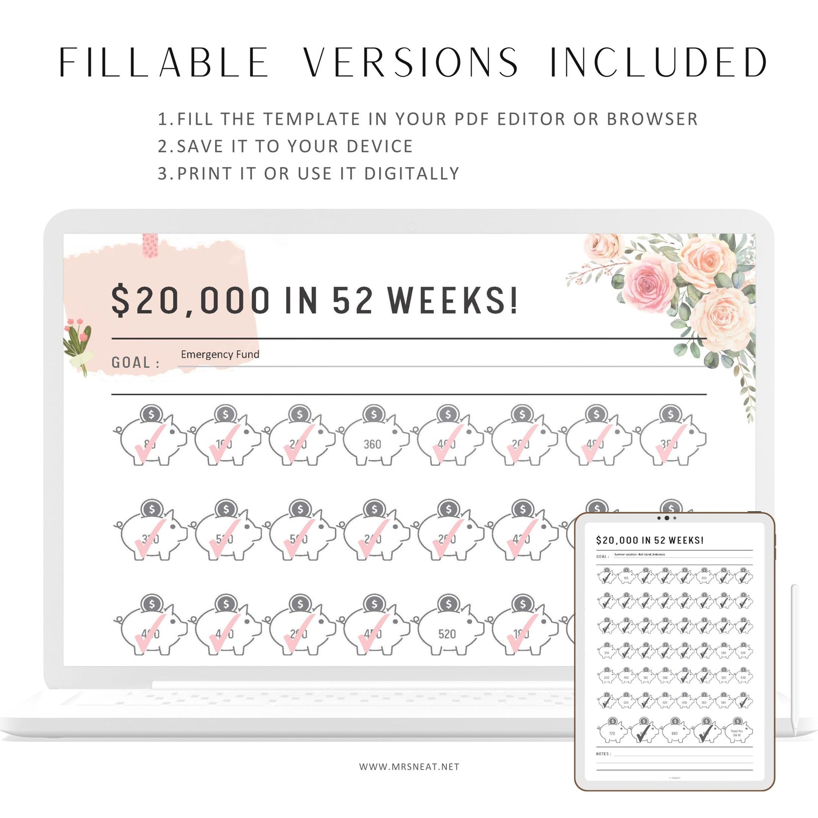 $20,000 Savings Challenge in 52 Weeks - M026 – mrsneat