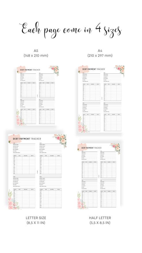 Printable Floral Debt Payment Tracker – mrsneat