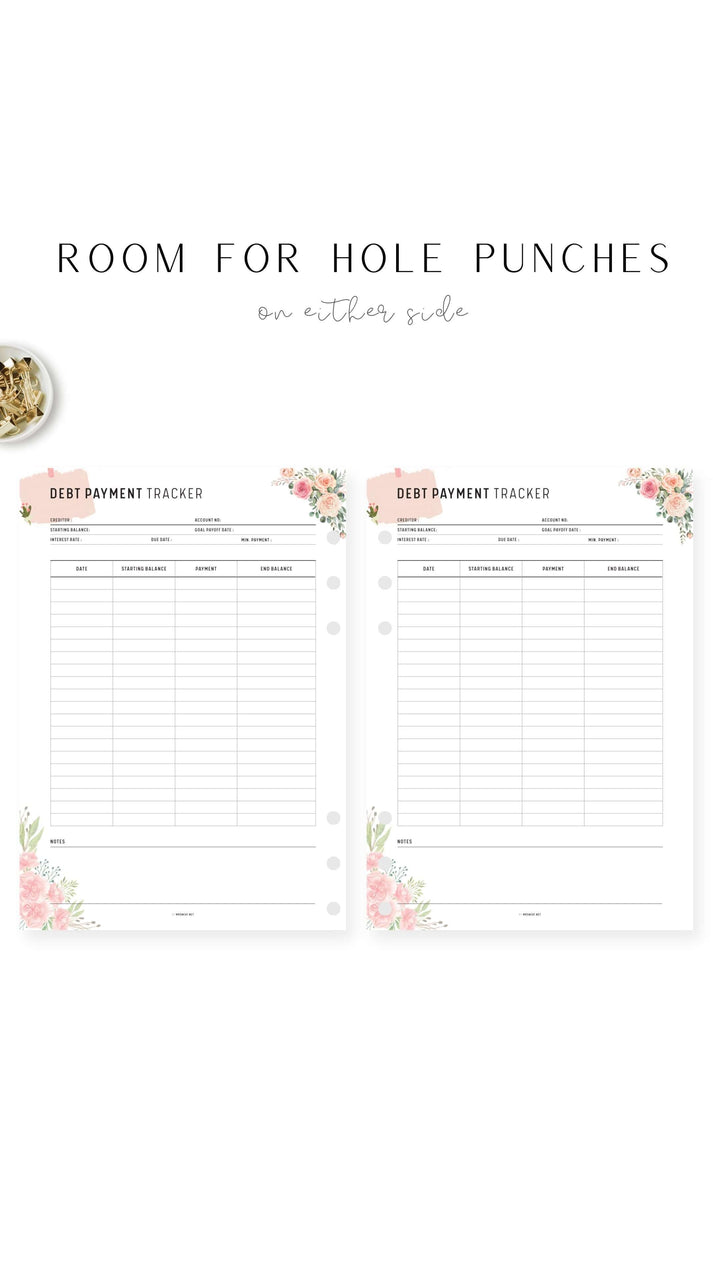 Printable Floral Debt Payment Tracker – mrsneat
