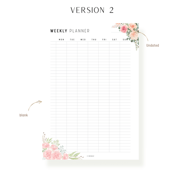 Floral Half Hour Weekly Schedule Printable - M208 – mrsneat