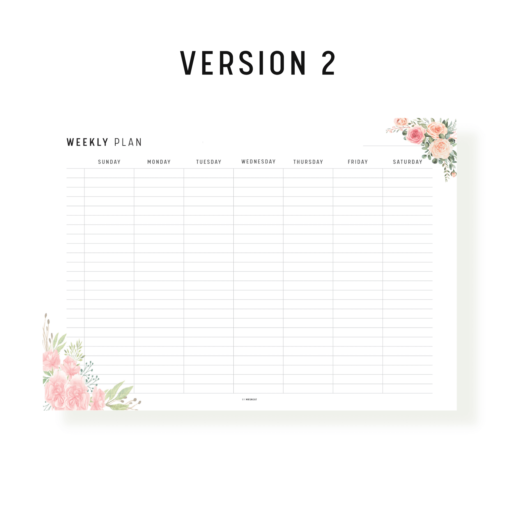 Floral Hourly Weekly Schedule Printable – mrsneat