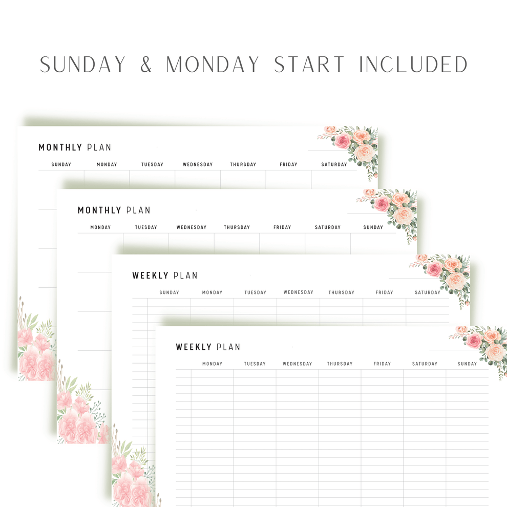 Floral Monthly Planner Landscape – mrsneat