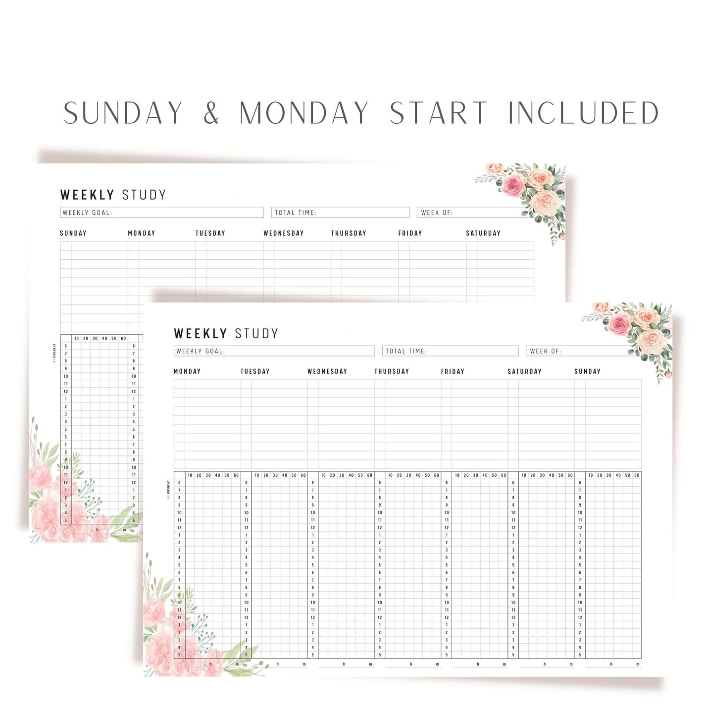 Floral Weekly Study Tracker Template – mrsneat