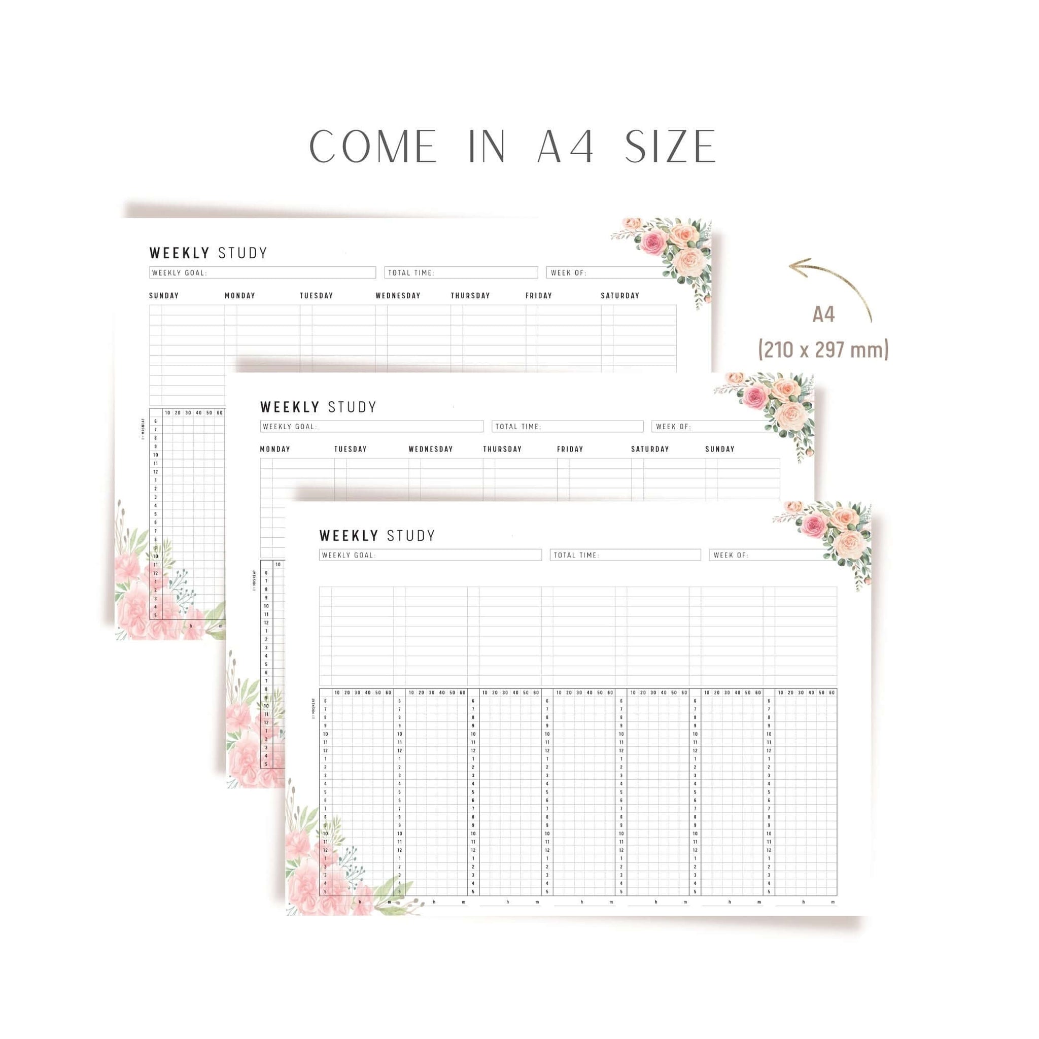 Floral Weekly Study Tracker Template – mrsneat