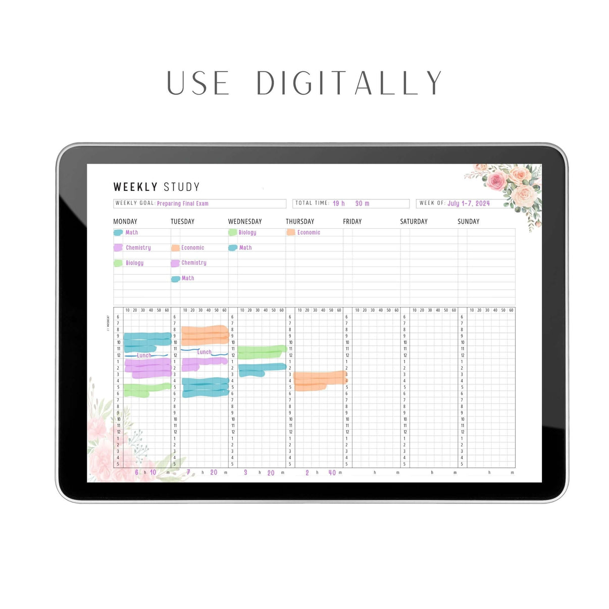 Floral Weekly Study Tracker Template – mrsneat