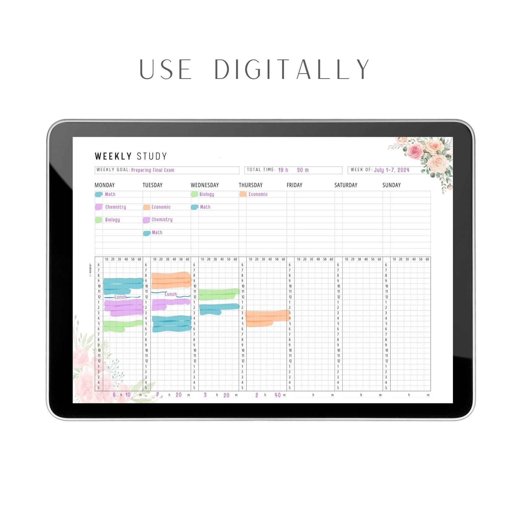 Floral Weekly Study Tracker Template – mrsneat