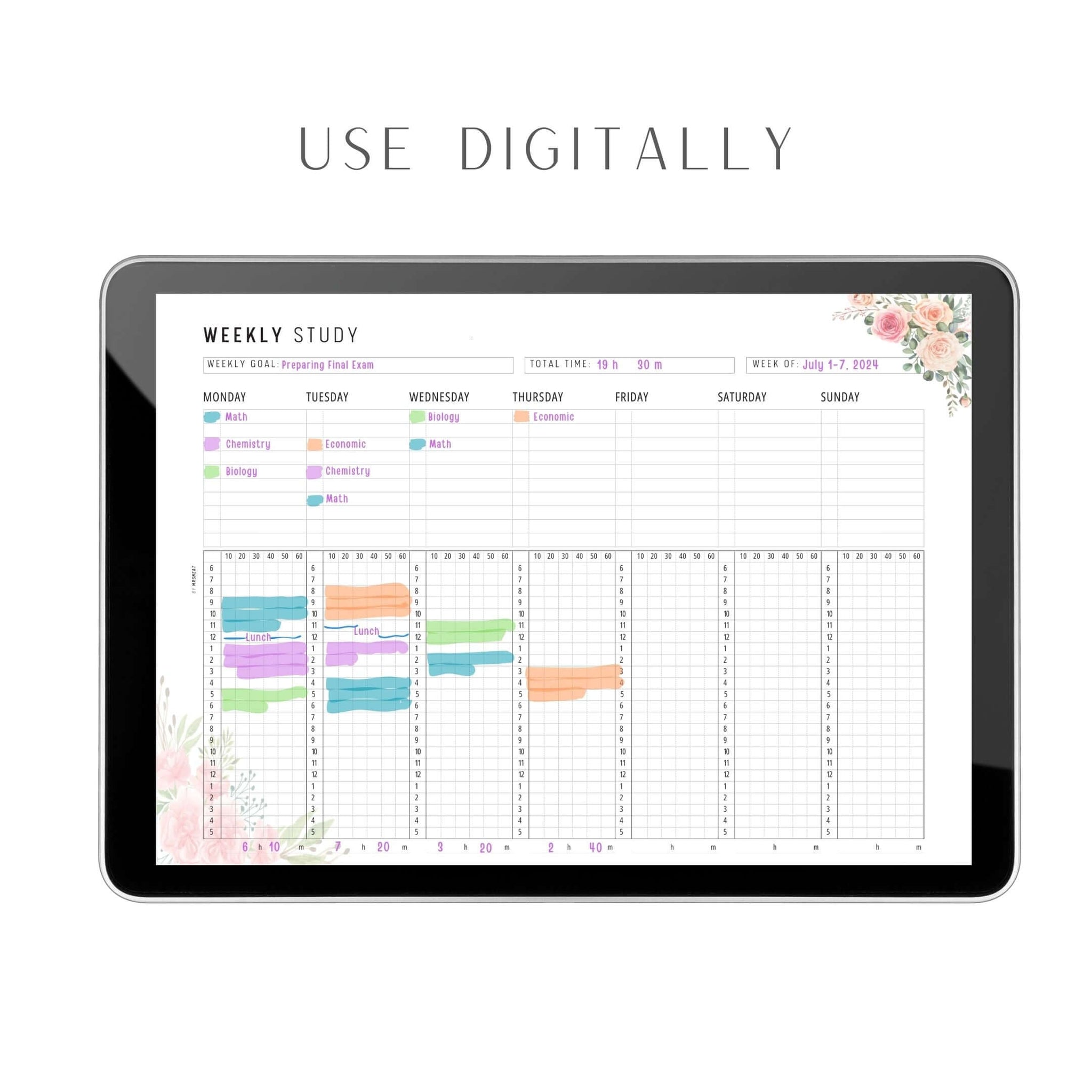 Floral Weekly Study Tracker Template – mrsneat