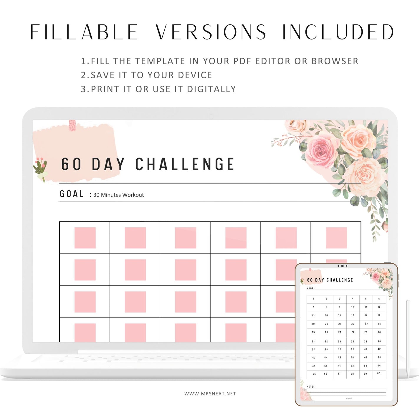 Floral 60 Day Challenge PRINTABLE - M049 – mrsneat
