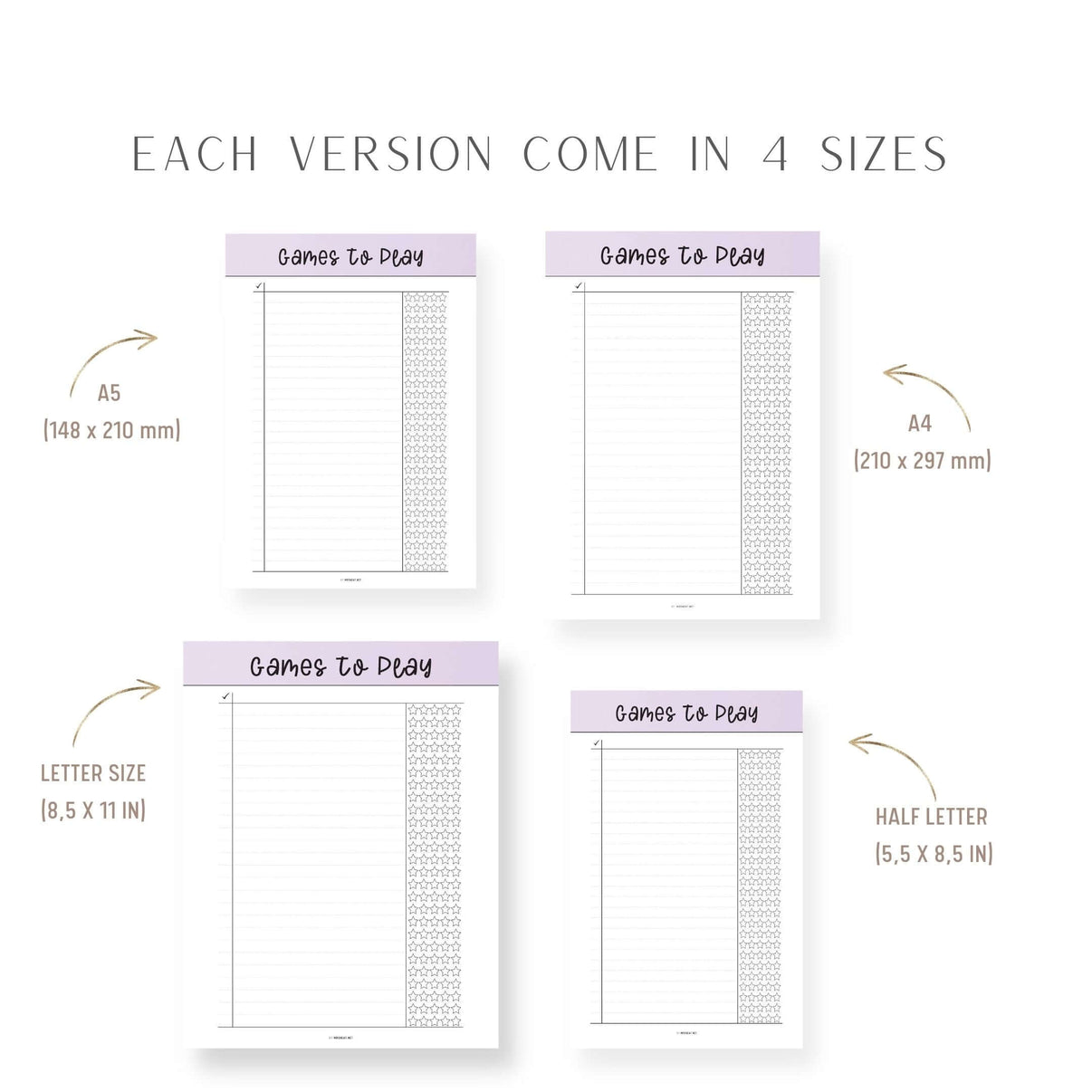 Games To Play List Template Printable - M378 – mrsneat