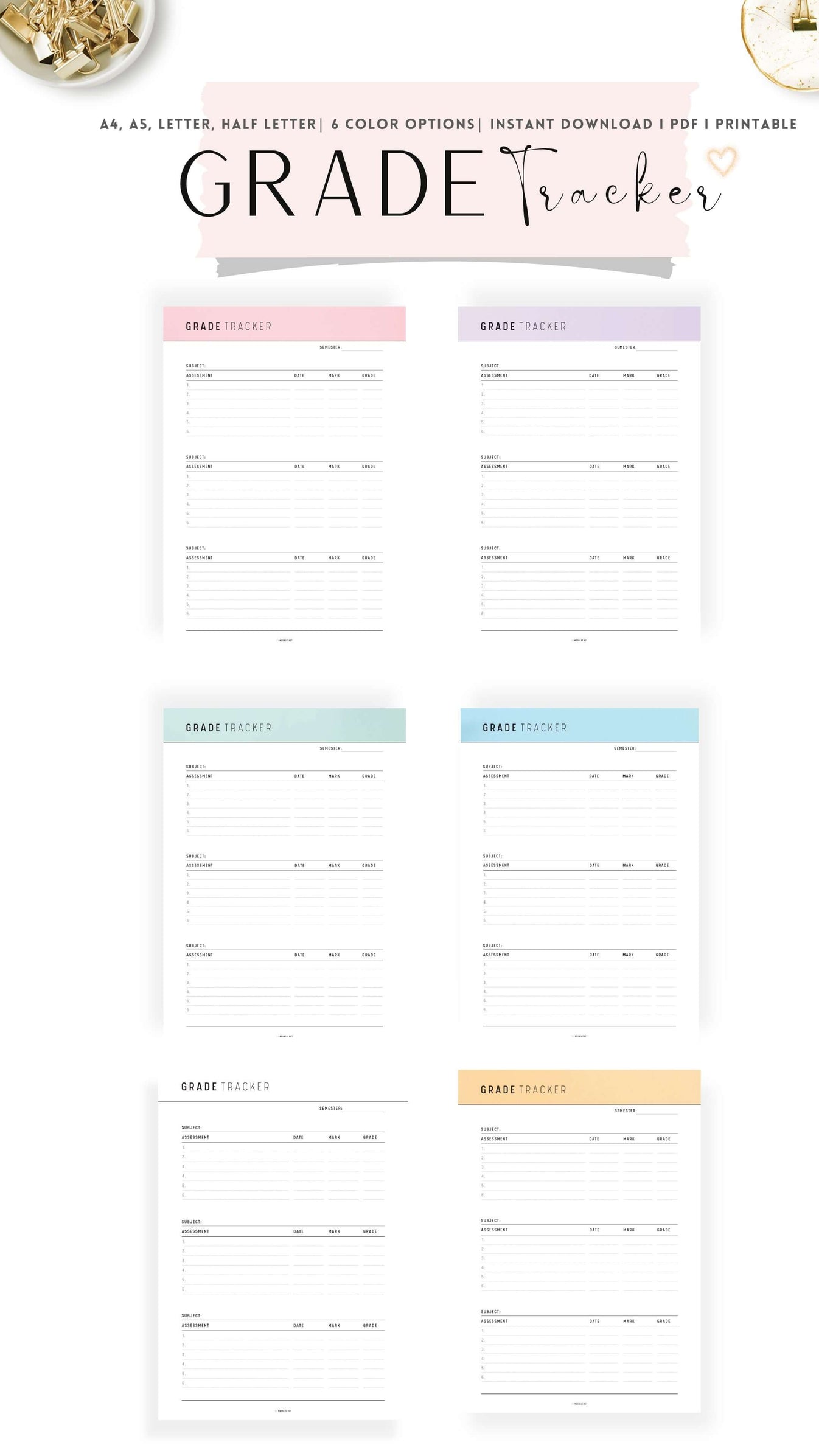 Printable Grade Tracker Template – mrsneat