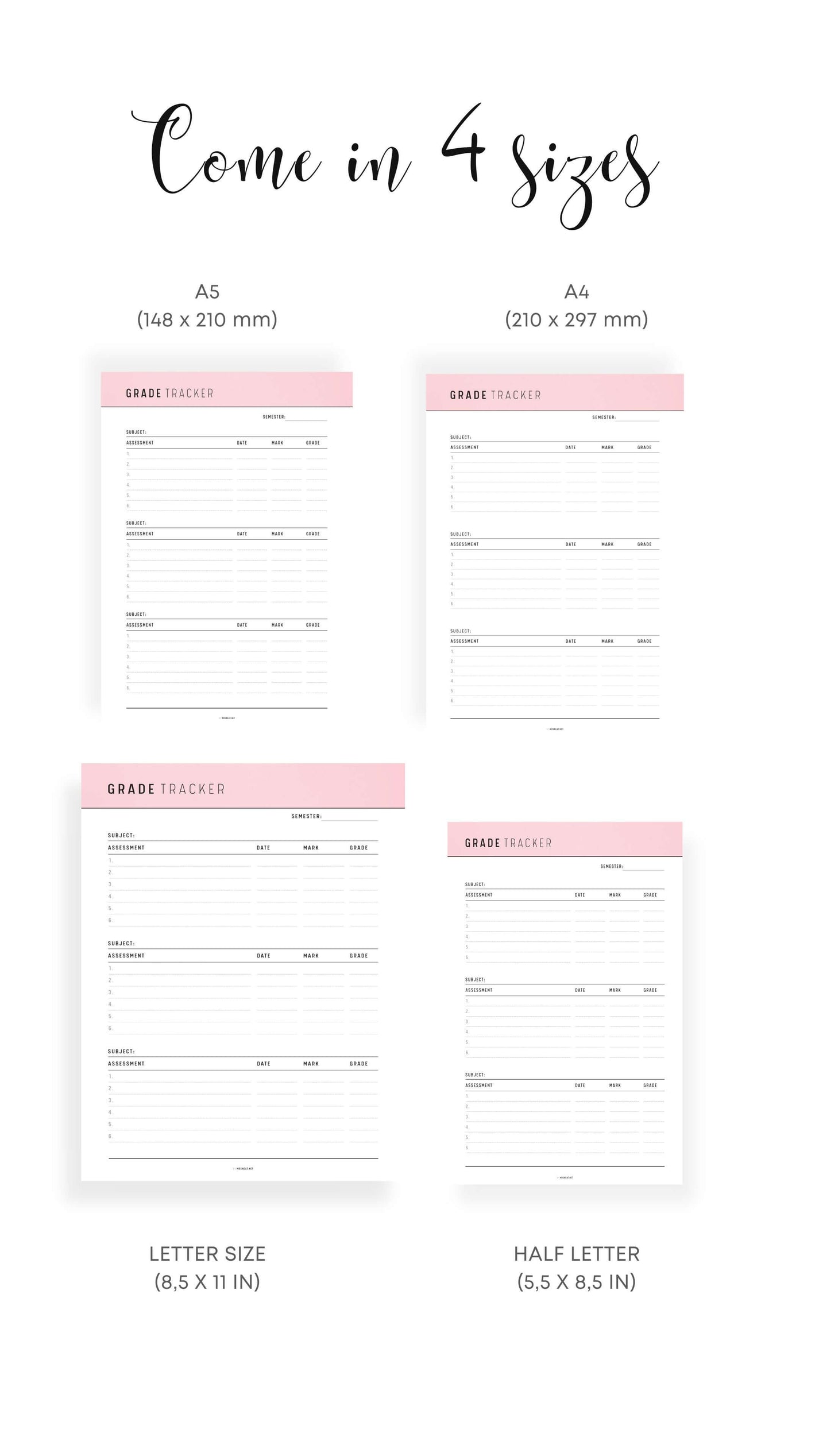 Printable Grade Tracker Template – mrsneat