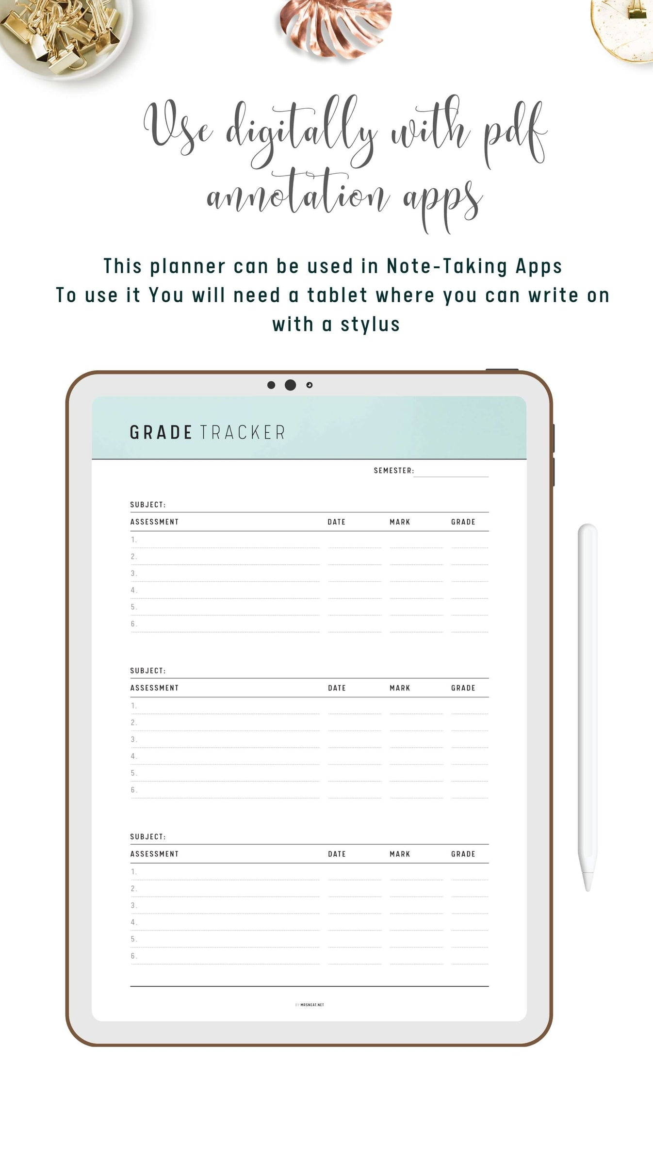 Printable Grade Tracker Template – mrsneat