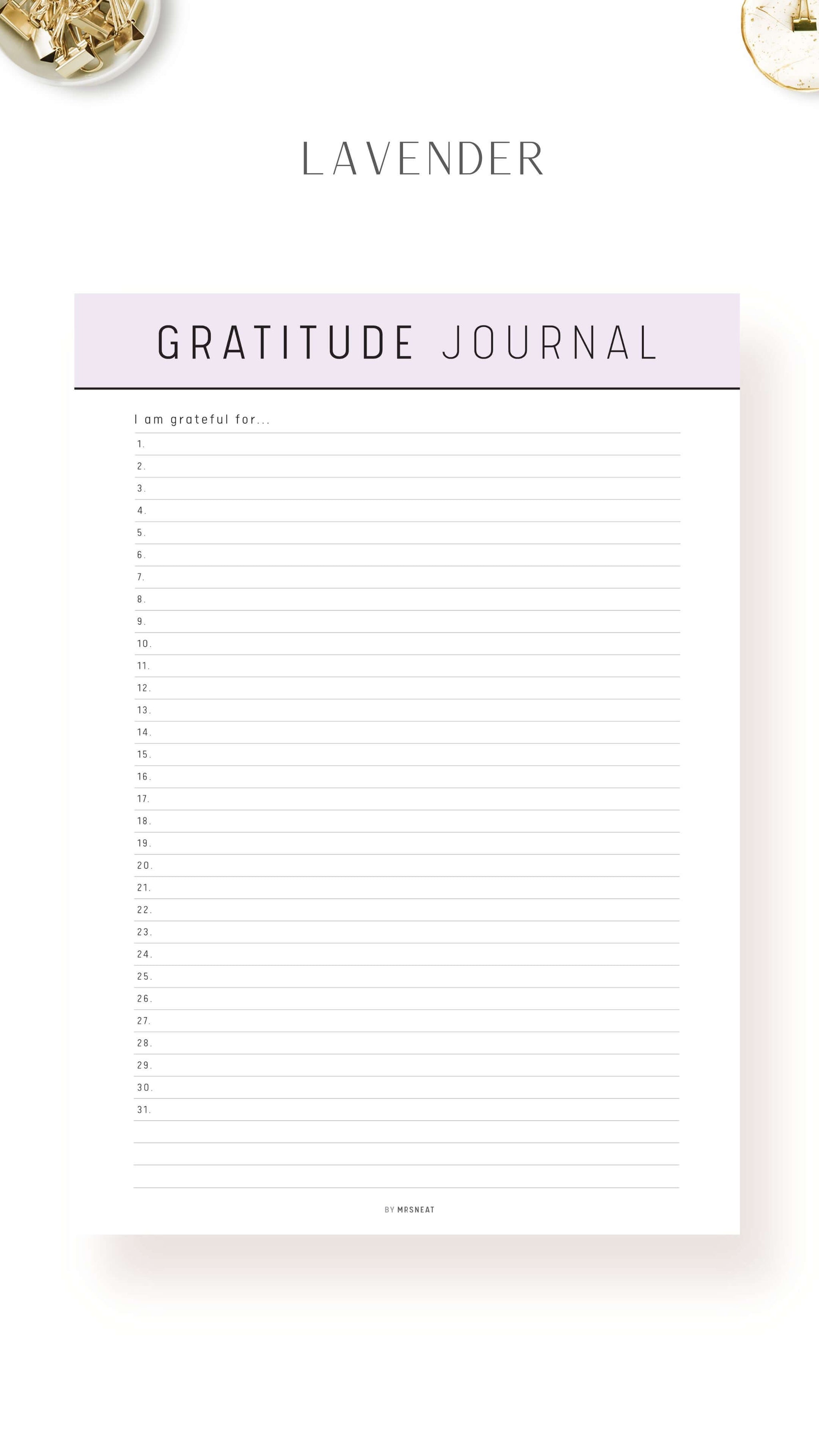 Printable Gratitude Journal Template – mrsneat