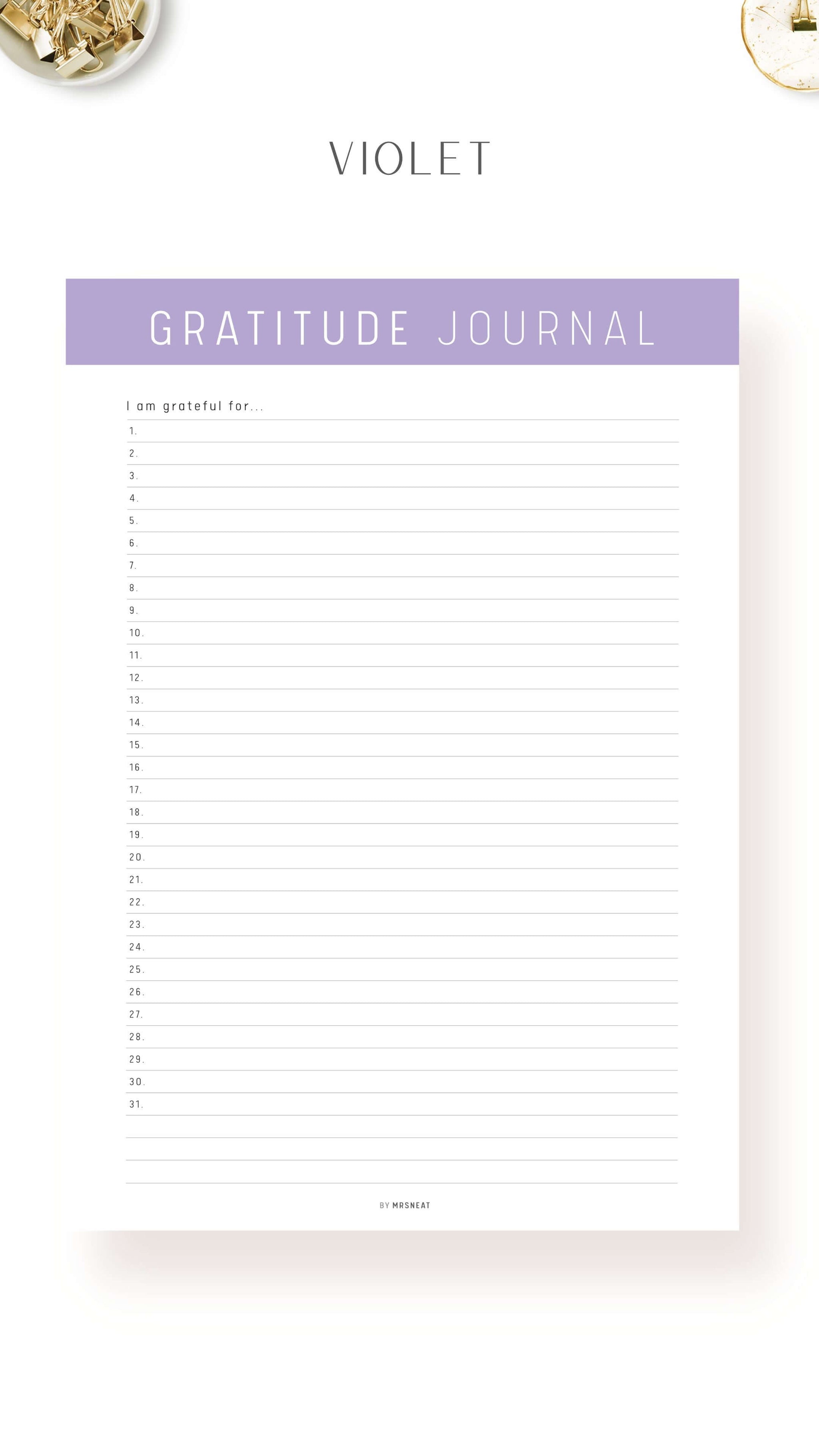 Printable Gratitude Journal Template – mrsneat