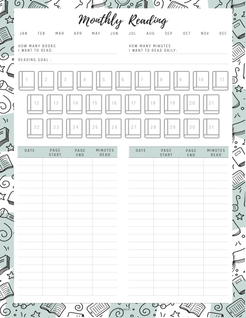 Monthly Reading Tracker Template Printable – mrsneat