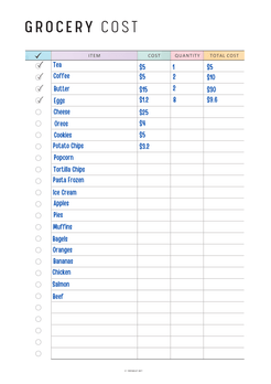 Fillable Grocery Budget Planner Printable - M325 – mrsneat