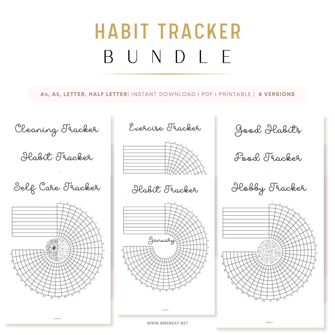 Monthly trackers bundle printable - M542 – mrsneat