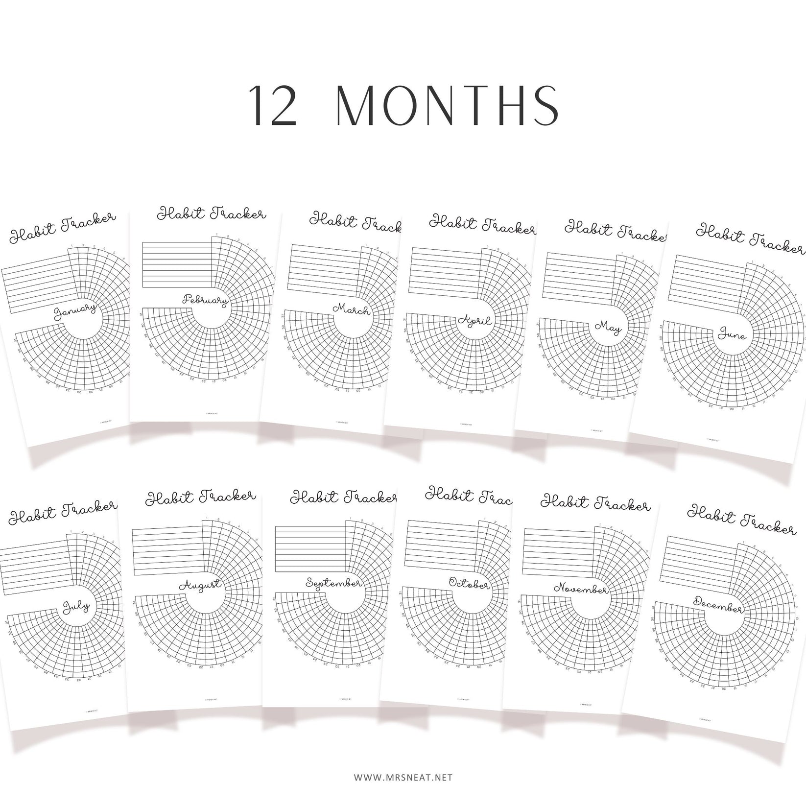Monthly trackers bundle printable - M542 – mrsneat