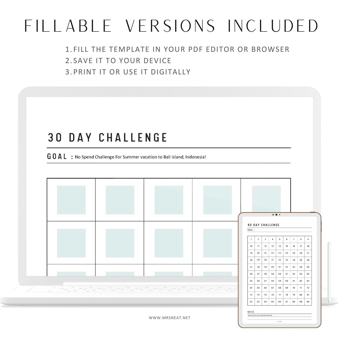 Habit Challenge PRINTABLE Bundle - M188 – mrsneat