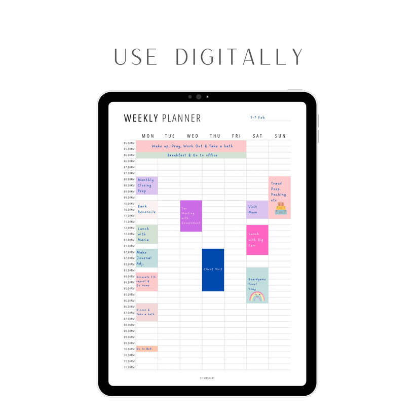 Half Hour Weekly Schedule Printable – mrsneat