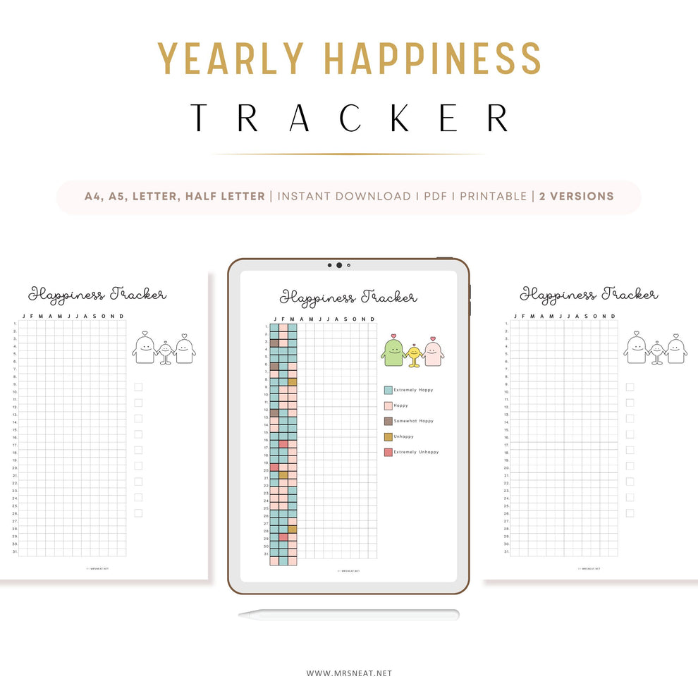 Yearly Happiness Tracker Printable - M530 – mrsneat