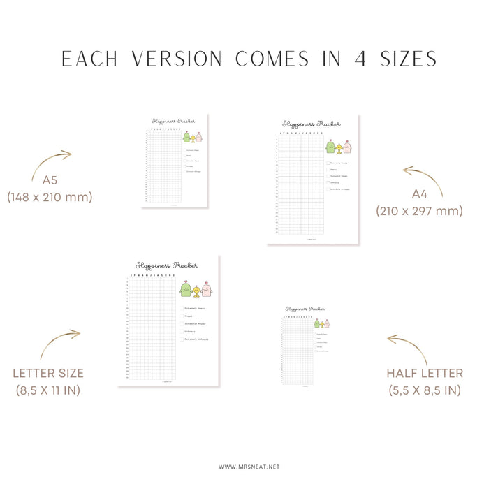 Yearly Happiness Tracker Printable - M530 – mrsneat