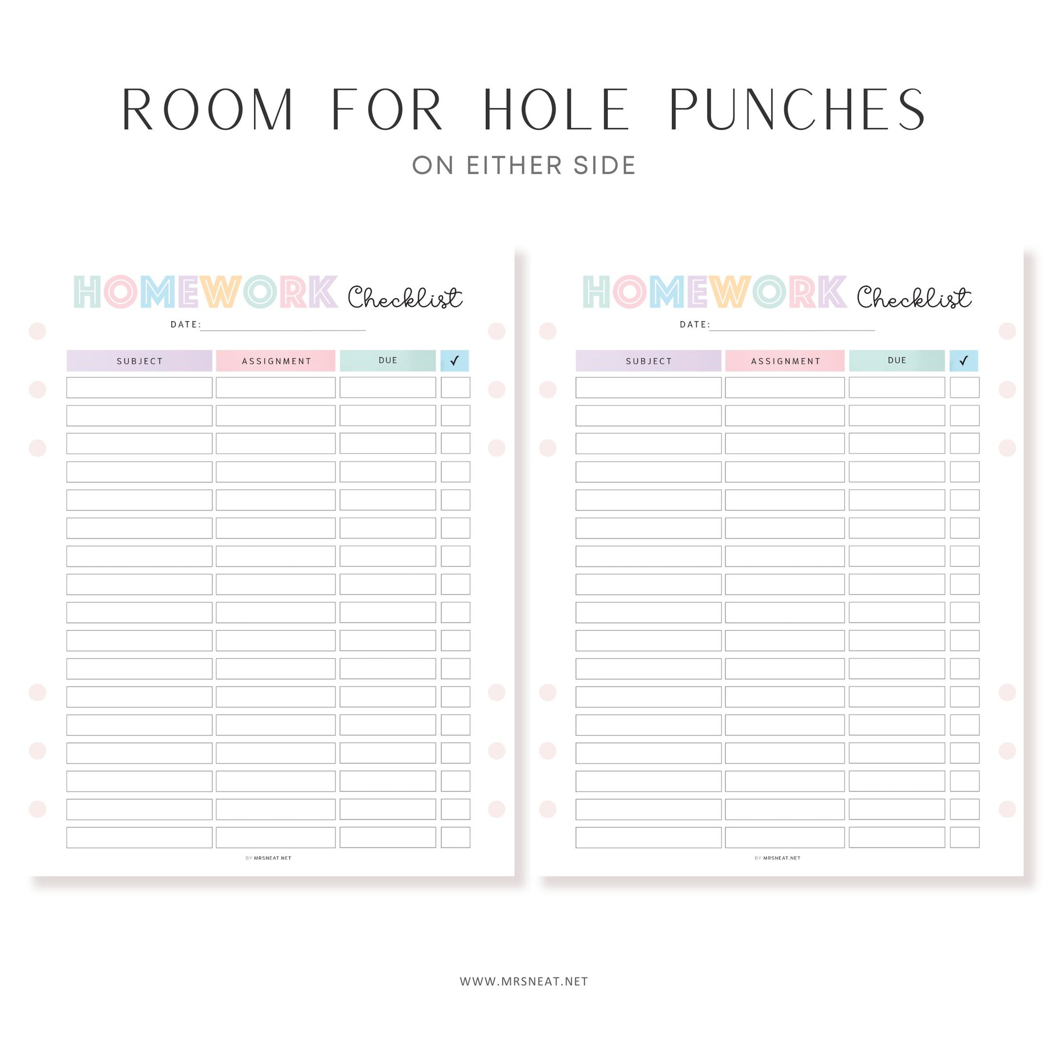 Homework Checklist Template Printable - M540 – mrsneat