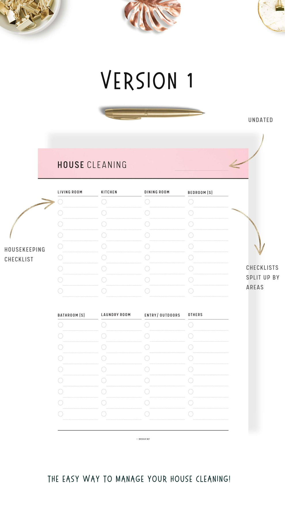 House Cleaning Checklist Printable – mrsneat