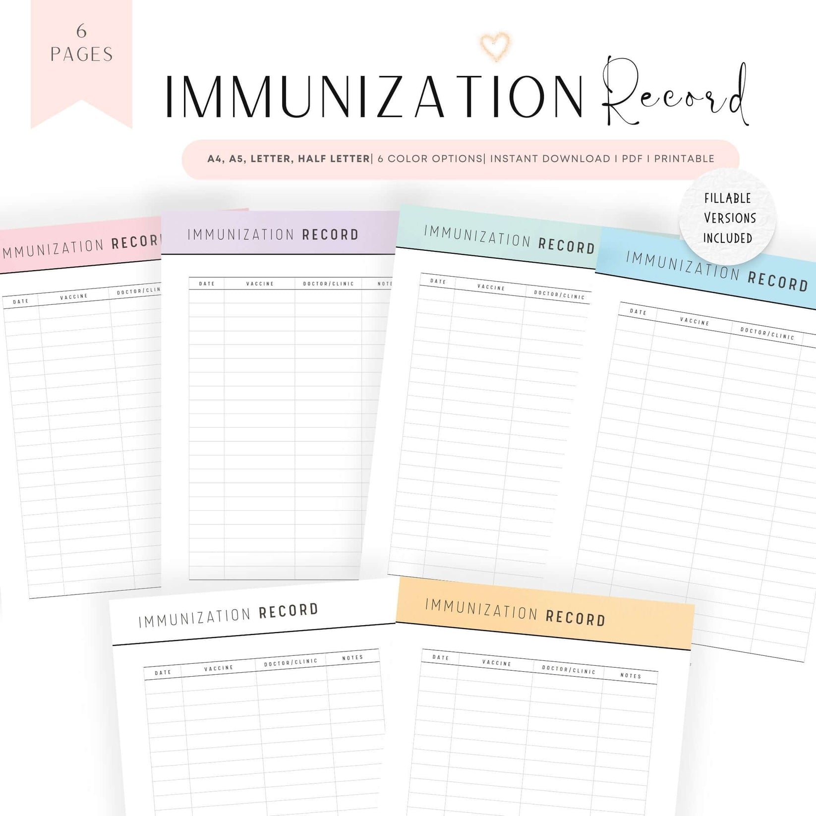 Printable Immunization Record - M303 – mrsneat