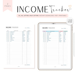 Income Tracker Printable - M439 – mrsneat