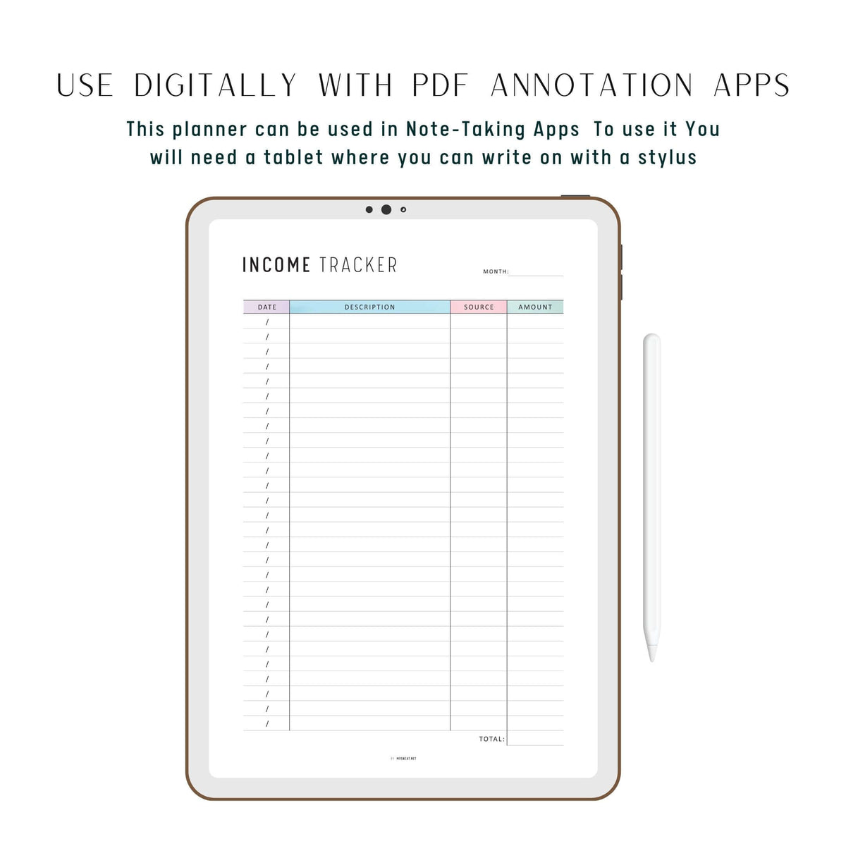 Income Tracker Printable - M439 – mrsneat