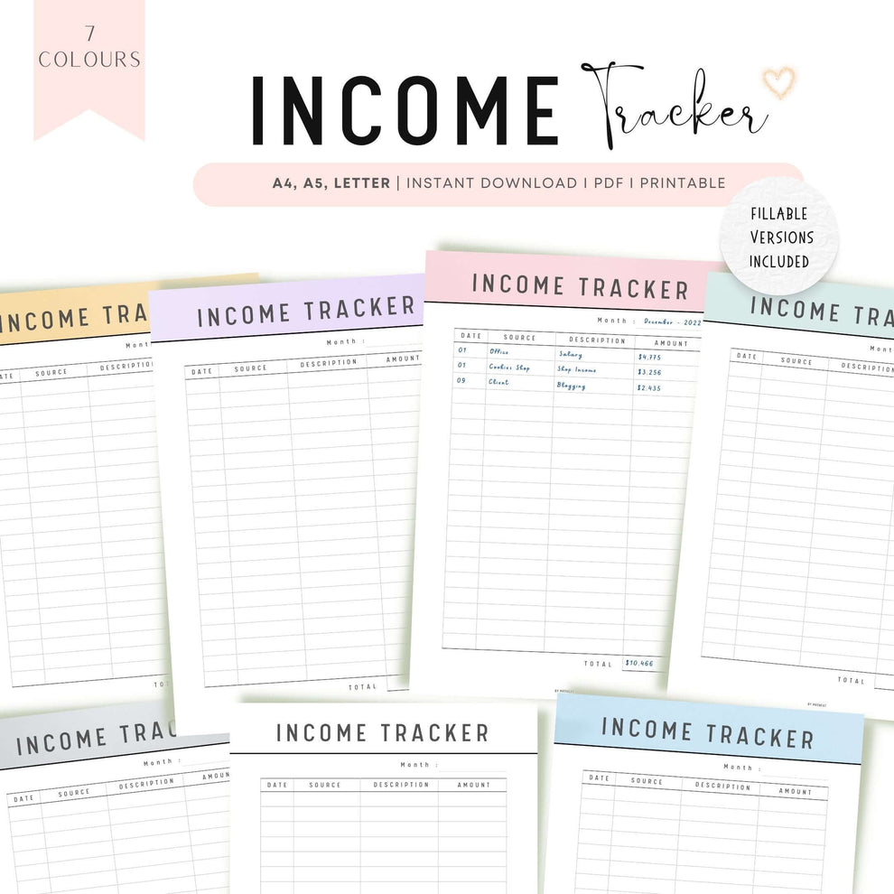 Income Tracker Printable Planner – mrsneat