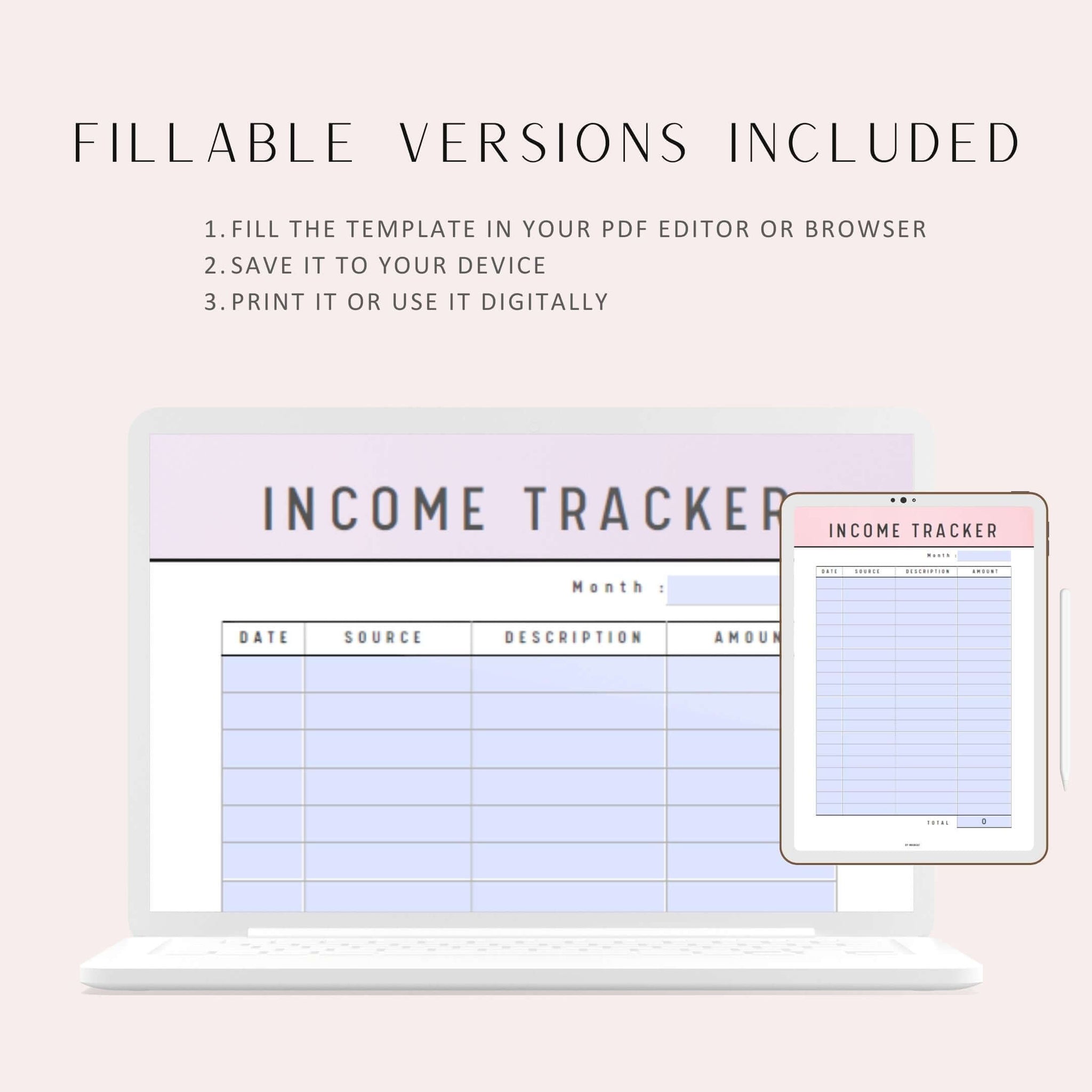 Income Tracker Printable Planner – mrsneat