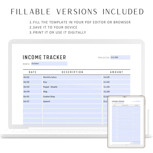Income Expenses Tracker Printable – mrsneat