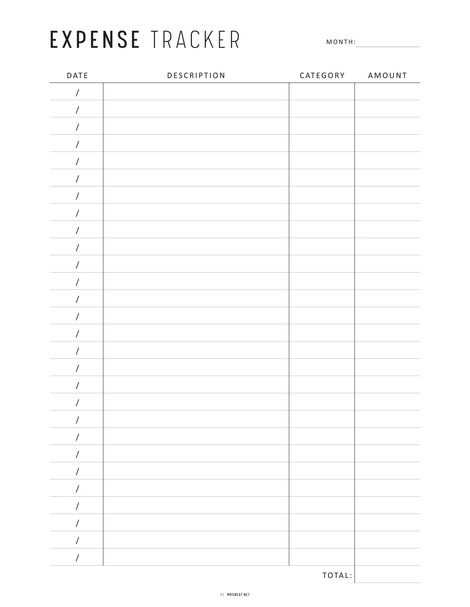 Expense Tracker Sheet - M445 – mrsneat