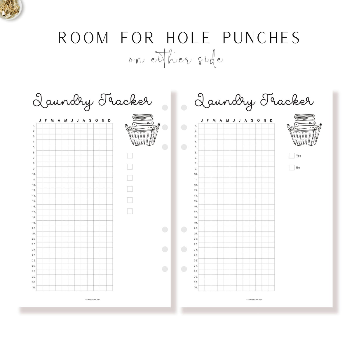 Laundry Tracker Template Printable PDF - M497 – mrsneat