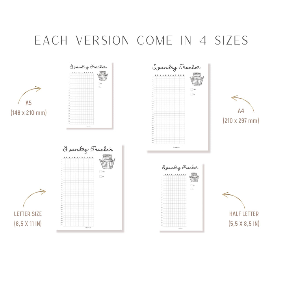 Laundry Tracker Template Printable PDF - M497 – mrsneat