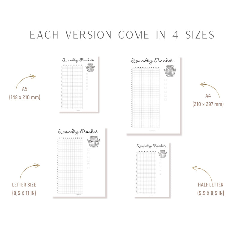 Laundry Tracker Template Printable PDF - M497 – mrsneat