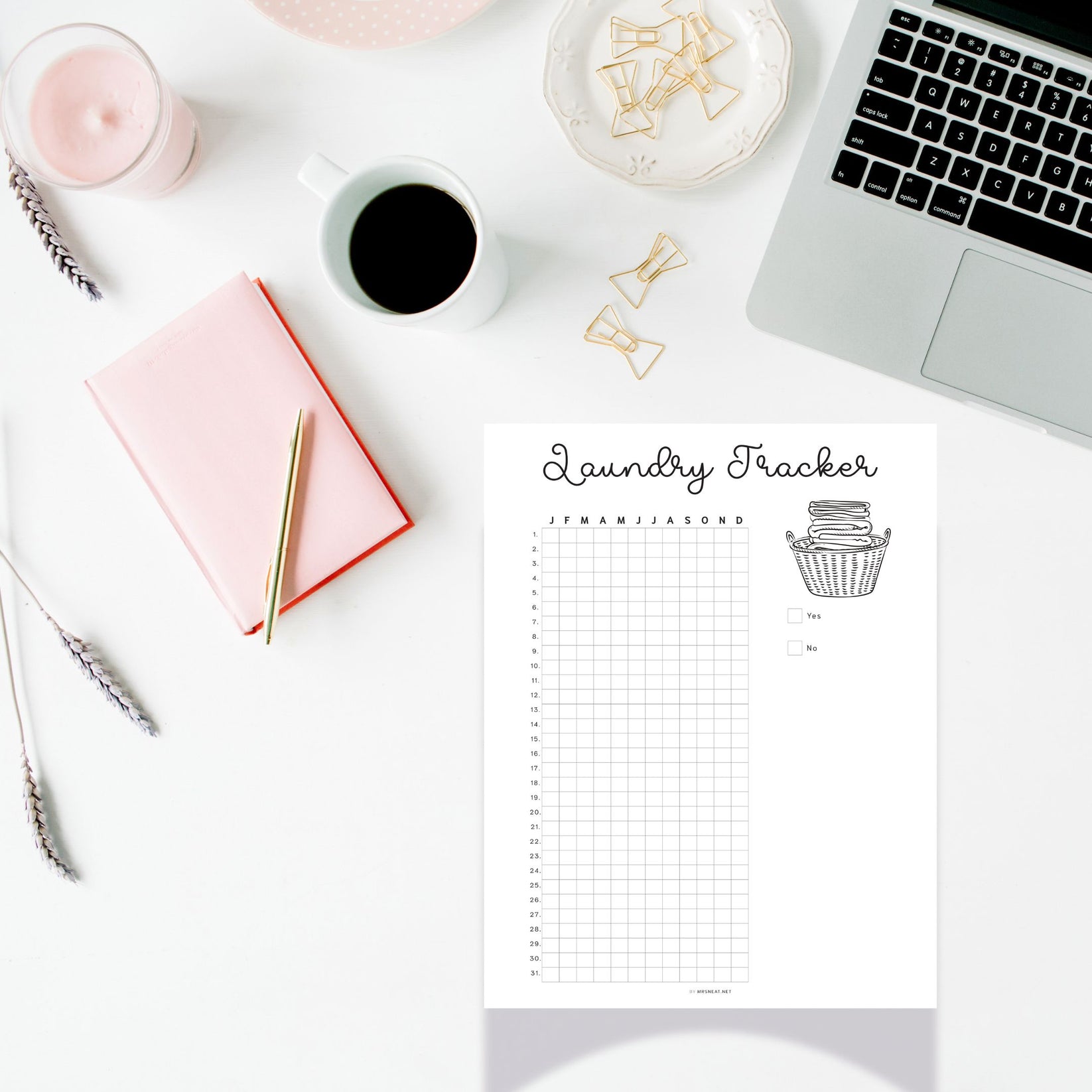 Laundry Tracker Template Printable PDF - M497 – mrsneat